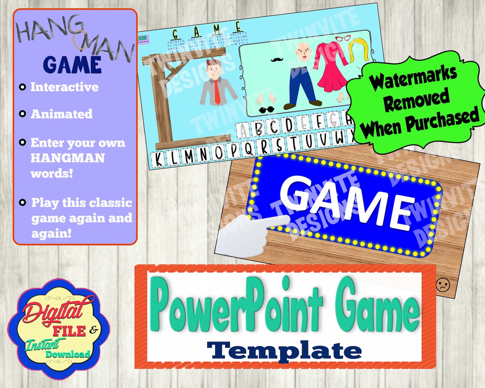Hangman Powerpoint Game Template Interactive Virtual - Etsy