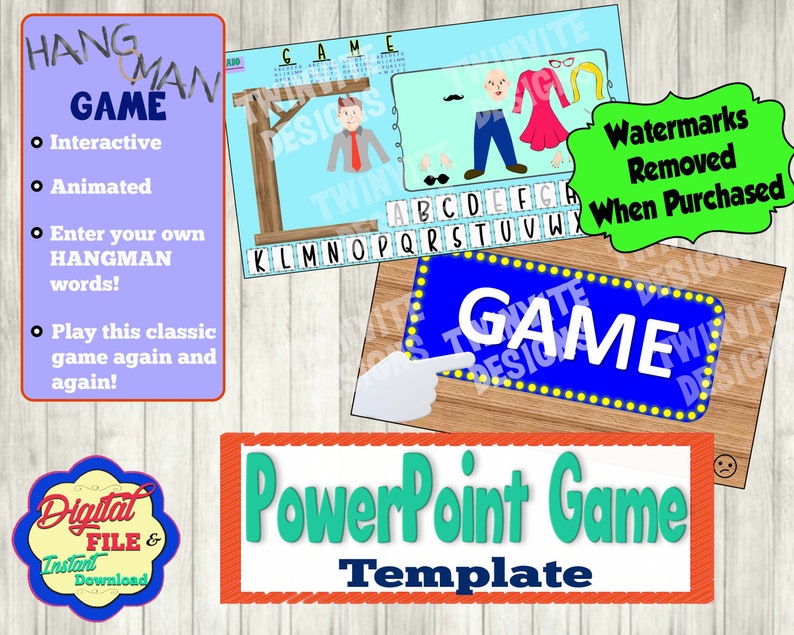 Hangman Powerpoint Game Template Interactive Virtual - Etsy