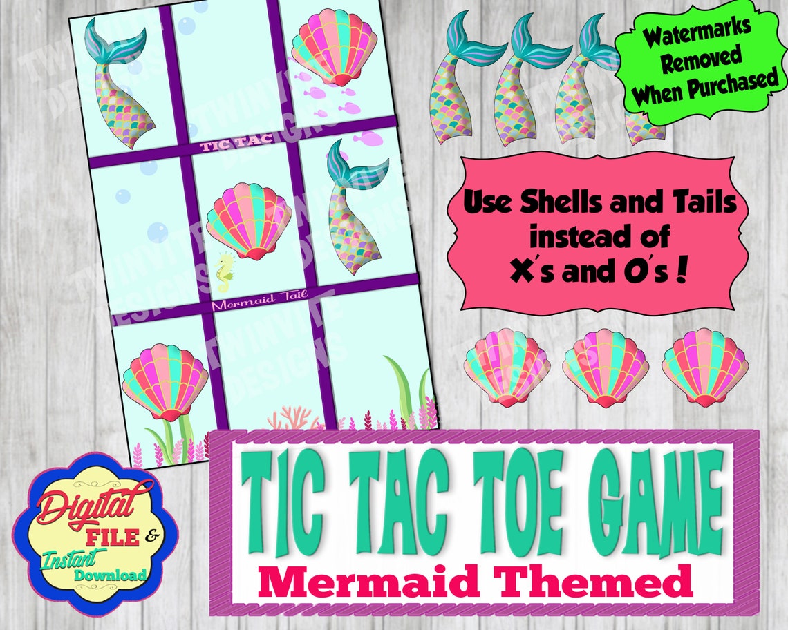 Mermaid Tic Tac Toe Game Mermaid Birthday Activity Mermaid - Etsy