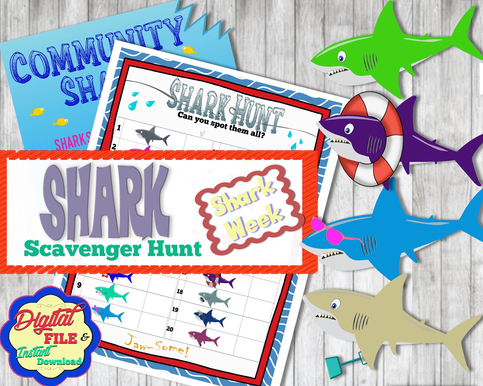 Neighborhood Shark Hunt, Shark Scavenger Hunt, Can You Find the Sharks ...