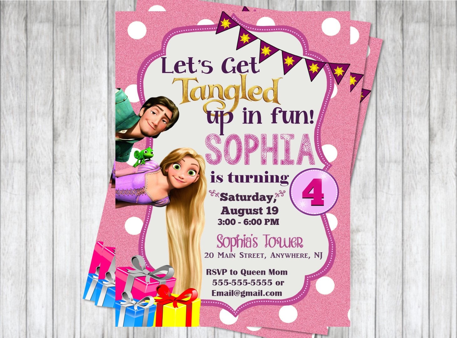 Tangled Birthday Invitation / Twins or Siblings / Tangled or Rapunzel ...