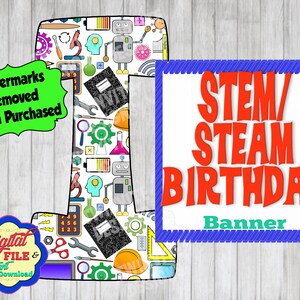 STEM Birthday Banner, STEAM Garland, Decoration for Kids Party, Science ...