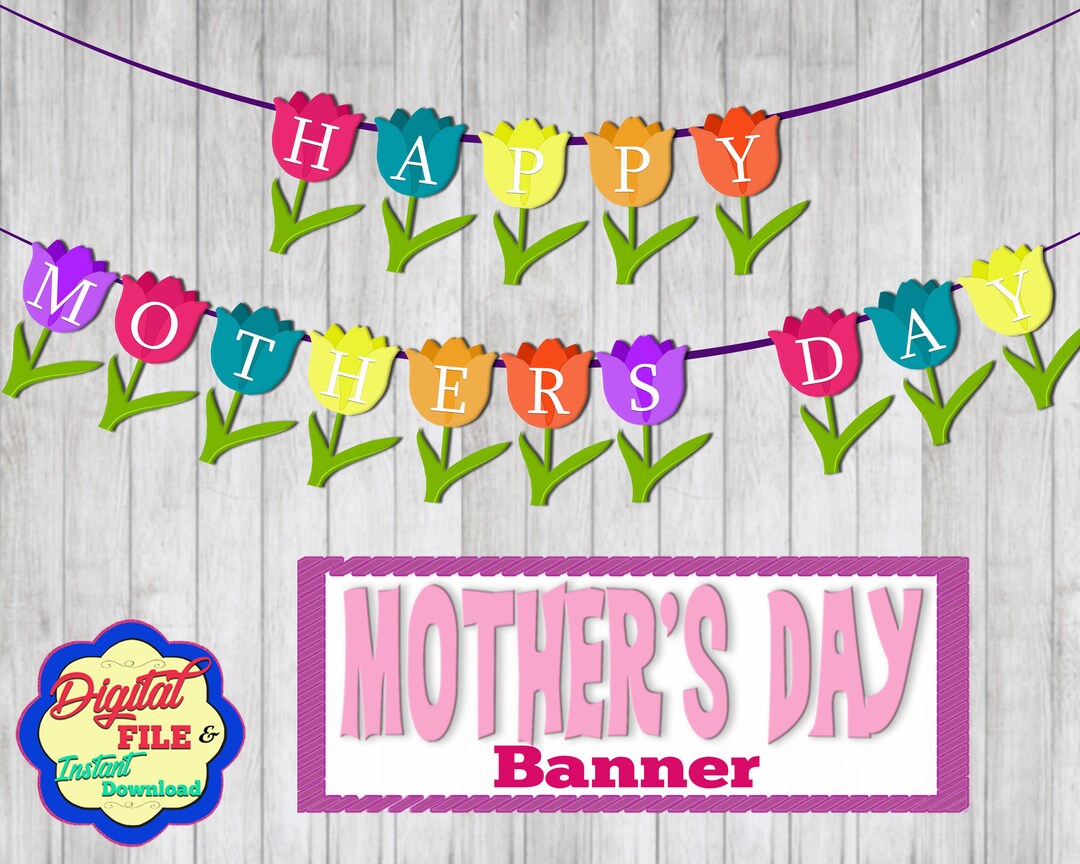 Digital Mother’s Day Banner, Tulip, Flowers for Mom, Mother’s Day ...