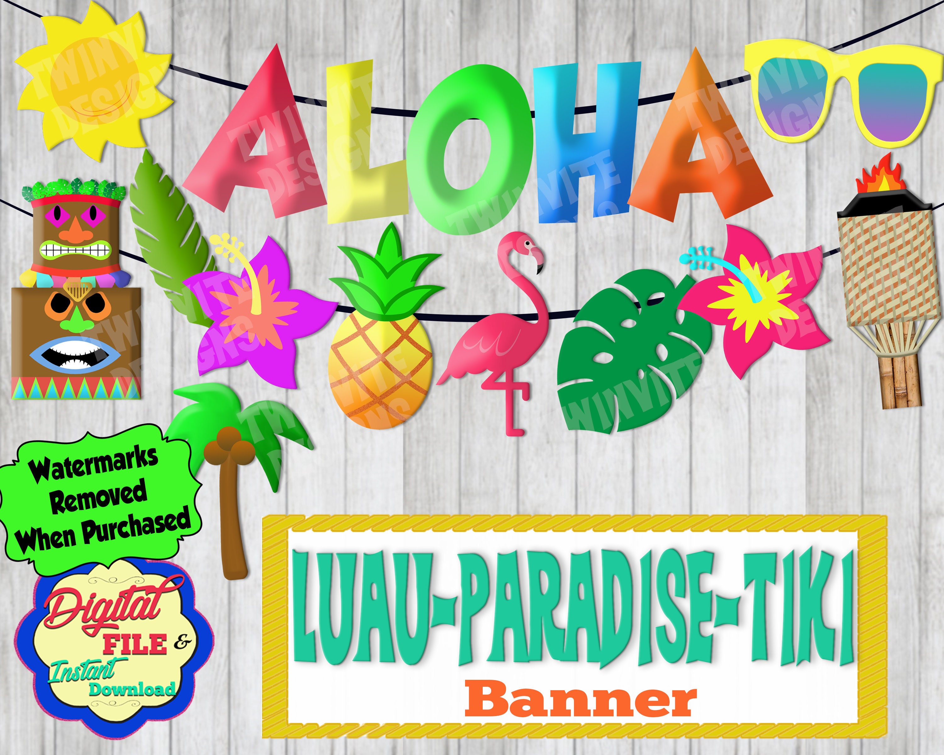 Luau Banner Tropical Paradise Garland Beach Pool Tiki Party - Etsy