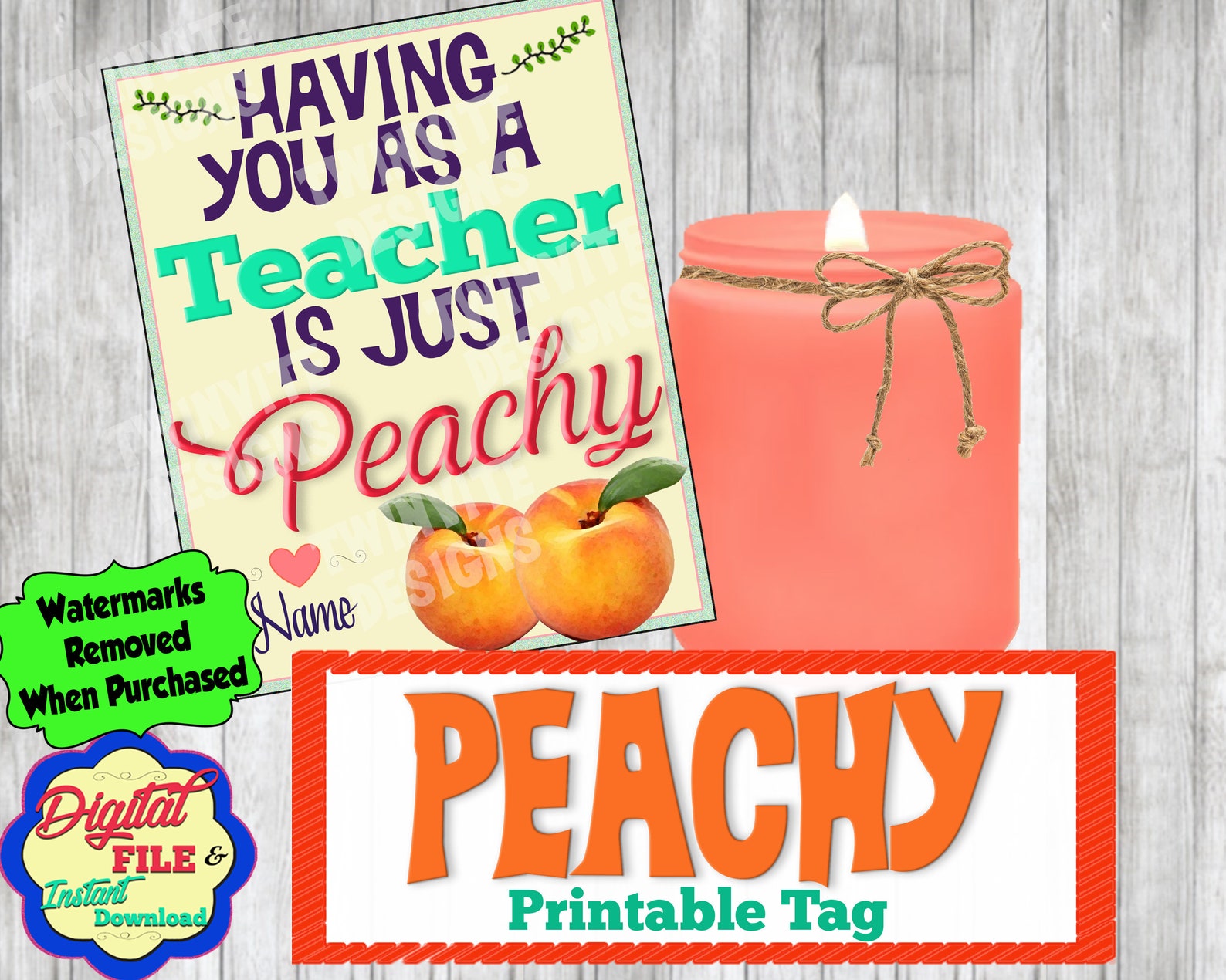 Just Peachy Gift Tag, Customized Note With Peach Gift, Personalized ...