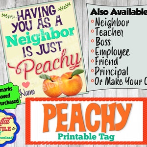 Just Peachy Gift Tag, Customized Note With Peach Gift, Personalized ...