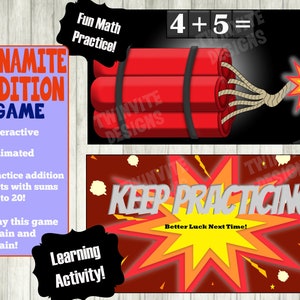 Dynamite Addition Powerpoint Game Template, Math Adding Practice Fun ...