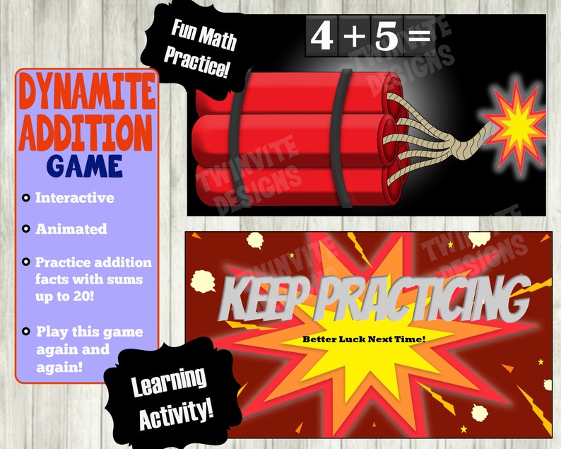 Dynamite Addition Powerpoint Game Template Math Adding - Etsy