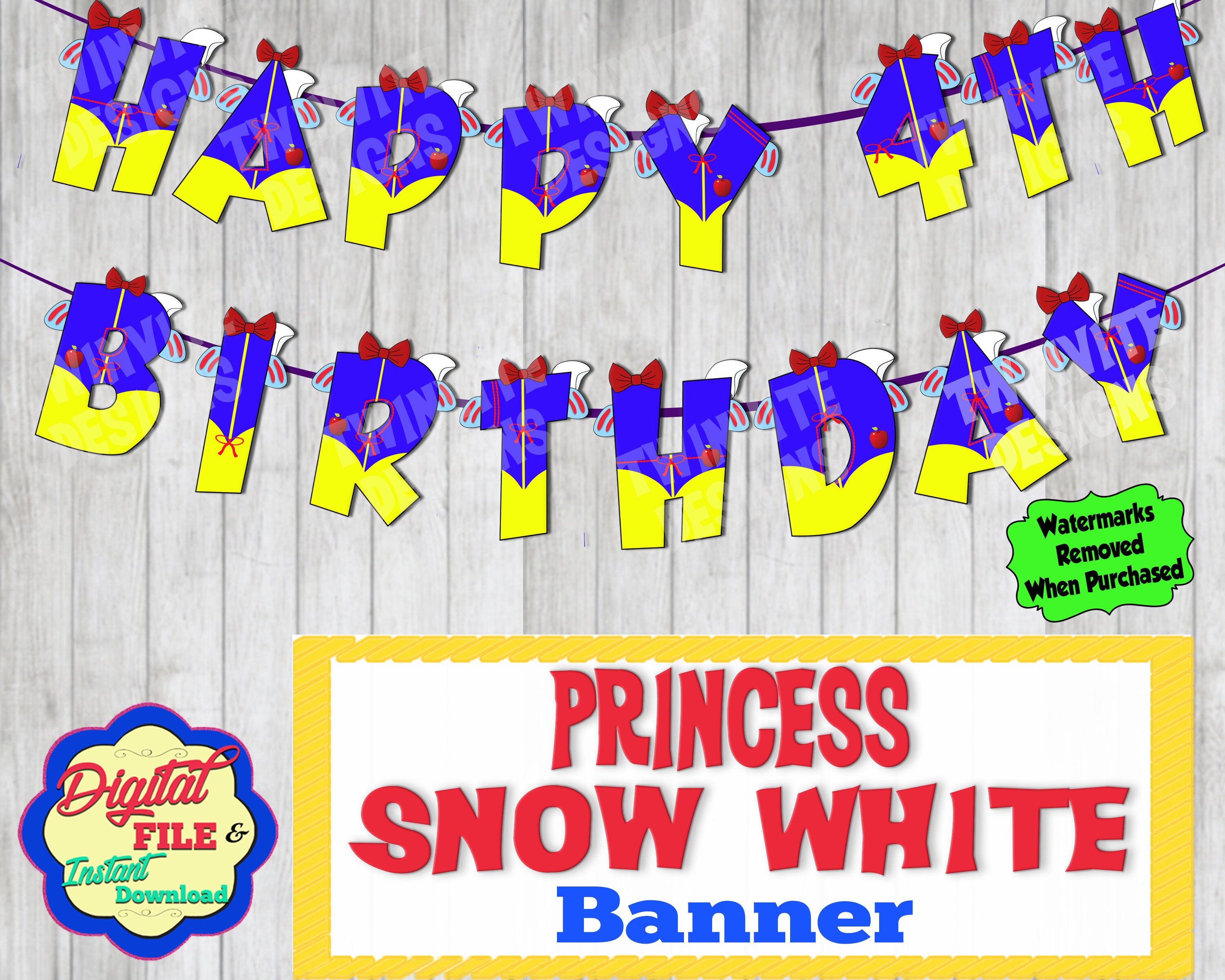Snow White Party Banner, Princess Dress Letters and Numbers, Royalty ...