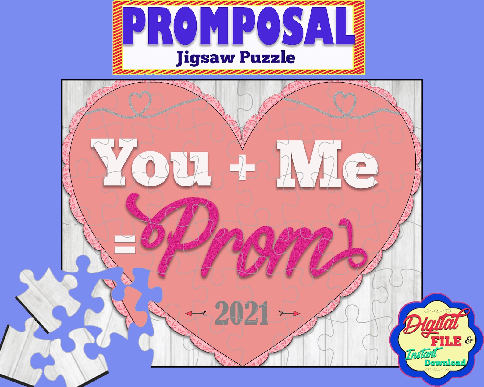 Promposal Jigsaw Puzzle, Reveal Will You Go to Prom, 2021 Heart ...
