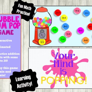 Bubble Gum Pop Addition Facts Powerpoint Game, Interactive Game Basic ...