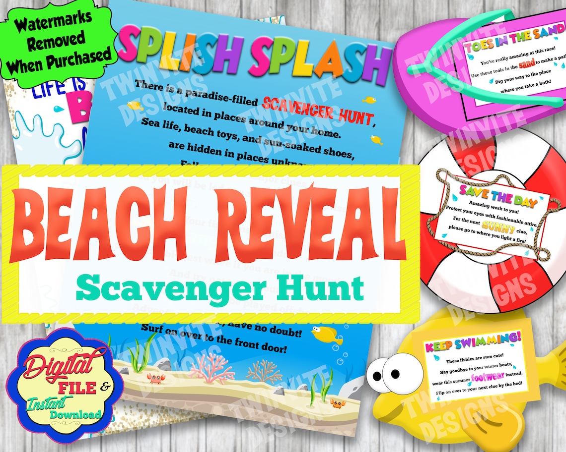 Beach Trip Scavenger Hunt, Vacation Reveal, You’re Going to the Beach ...