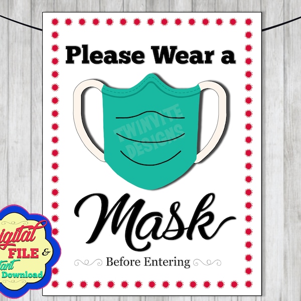 Please Wear a Mask Printable Sign - Etsy