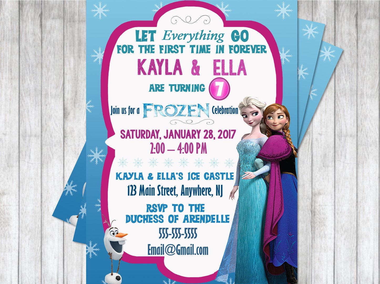 Frozen Birthday Invitation / Twins or Siblings / Anna And/or Elsa Party ...