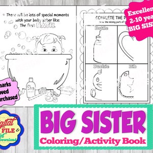 Big Sister Coloring & Activity Book, New Big Sister Gift, Big Sis and ...