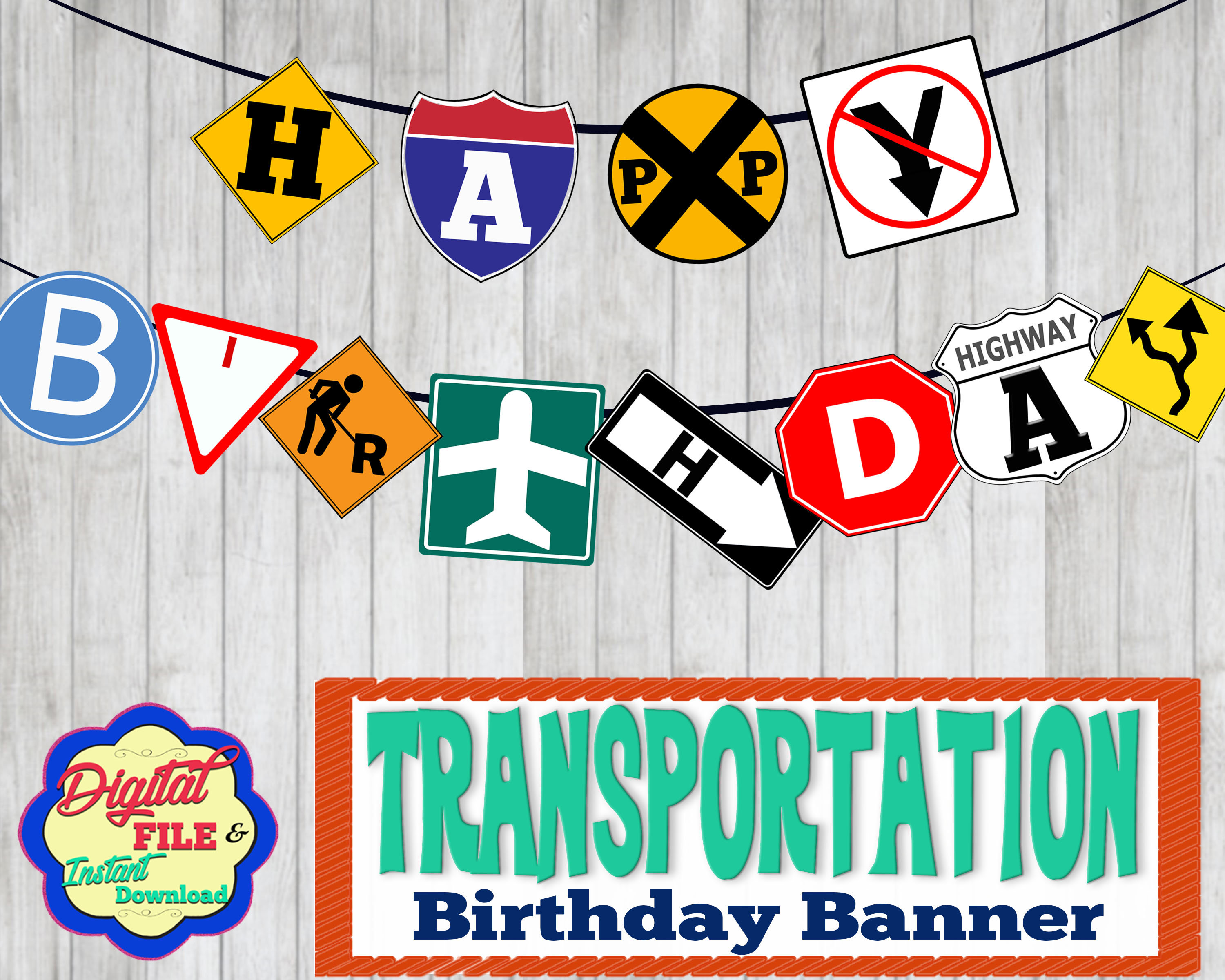 Street Sign Birthday Banner Transportation Garland Trucks - Etsy