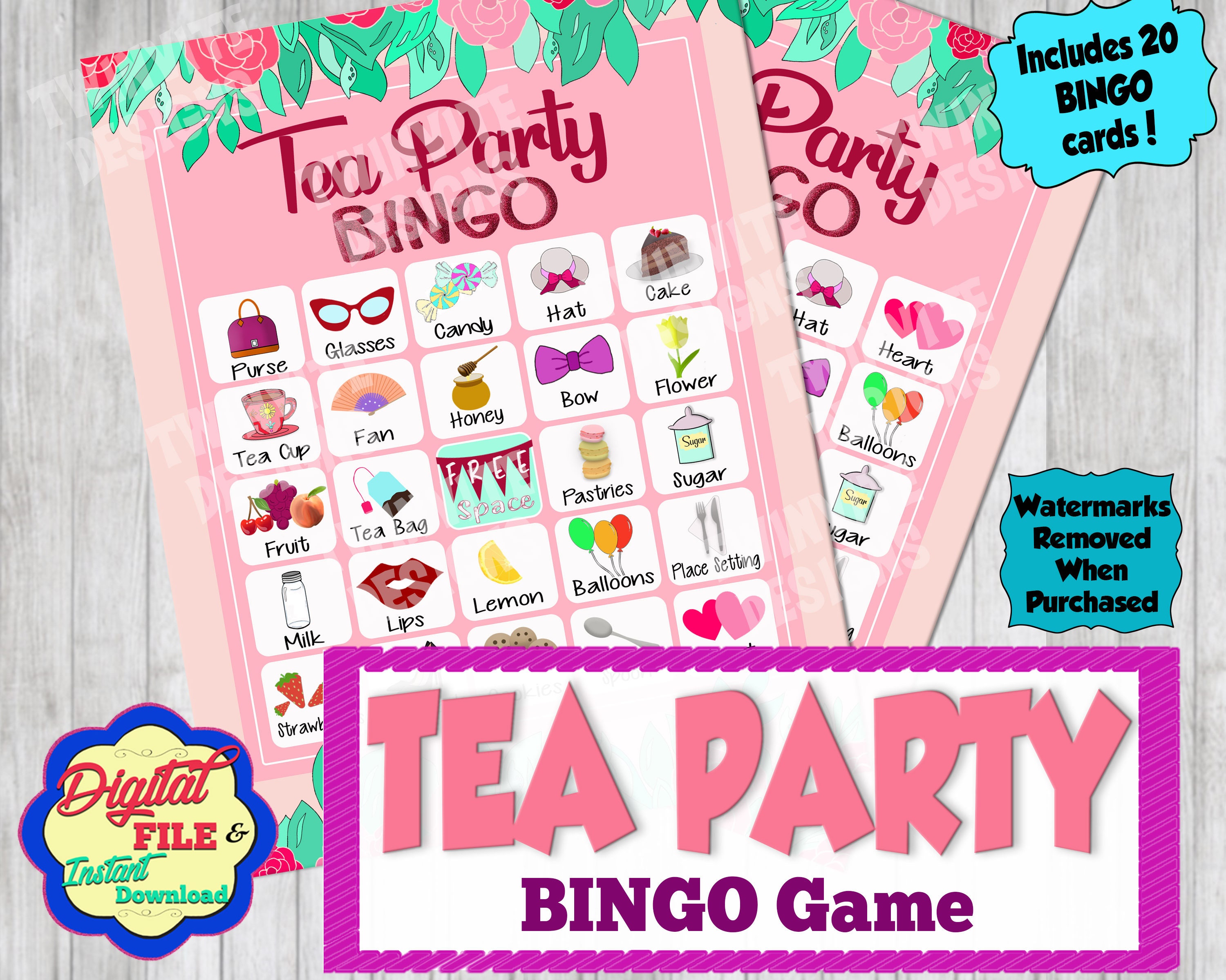 Tea Party Bingo Activity Game 20 Unique BINGO Cards - Etsy