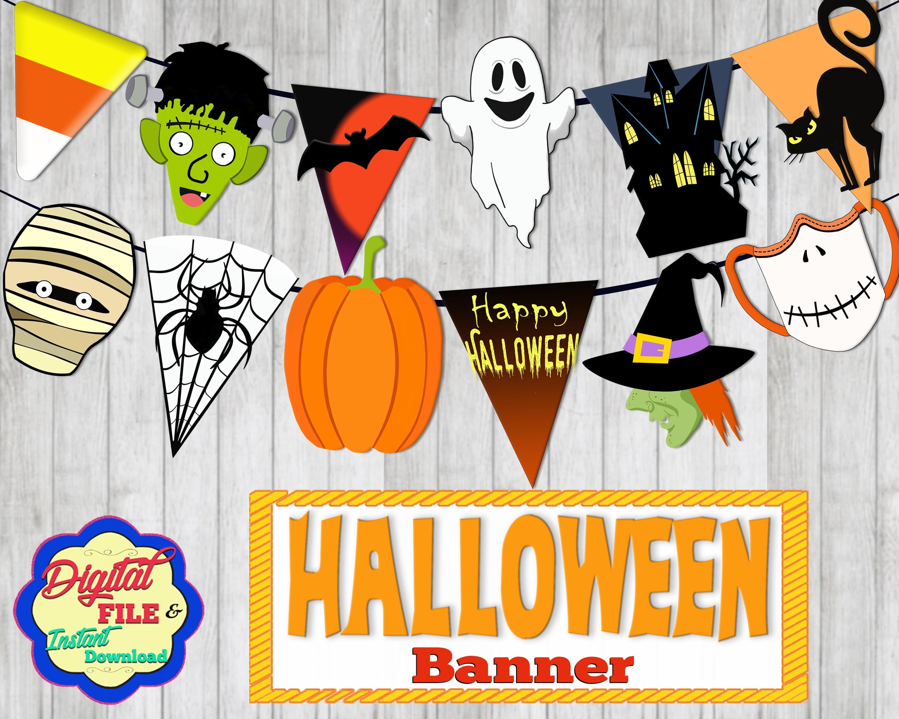Halloween Banner, Pumpkin, Trick or Treat, Creepy Decorations, Haunted ...