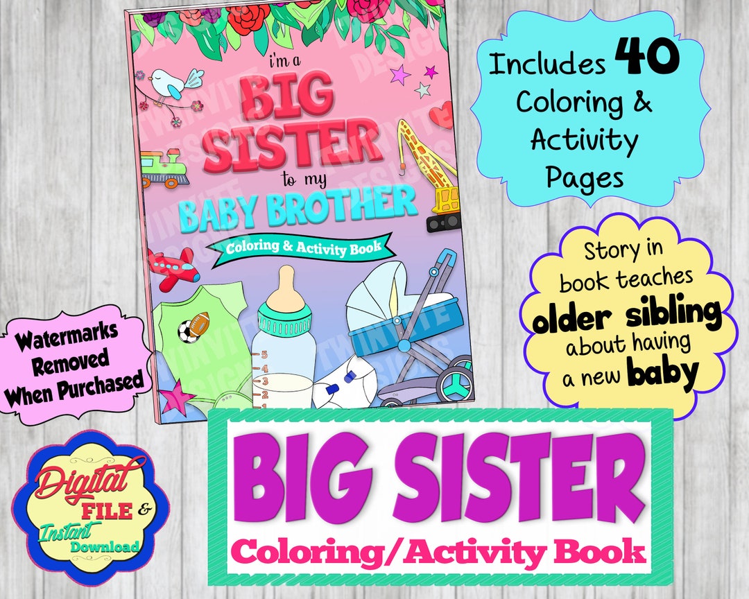 Big Sister to My Baby Brother Coloring and Activity Book, Becoming a ...