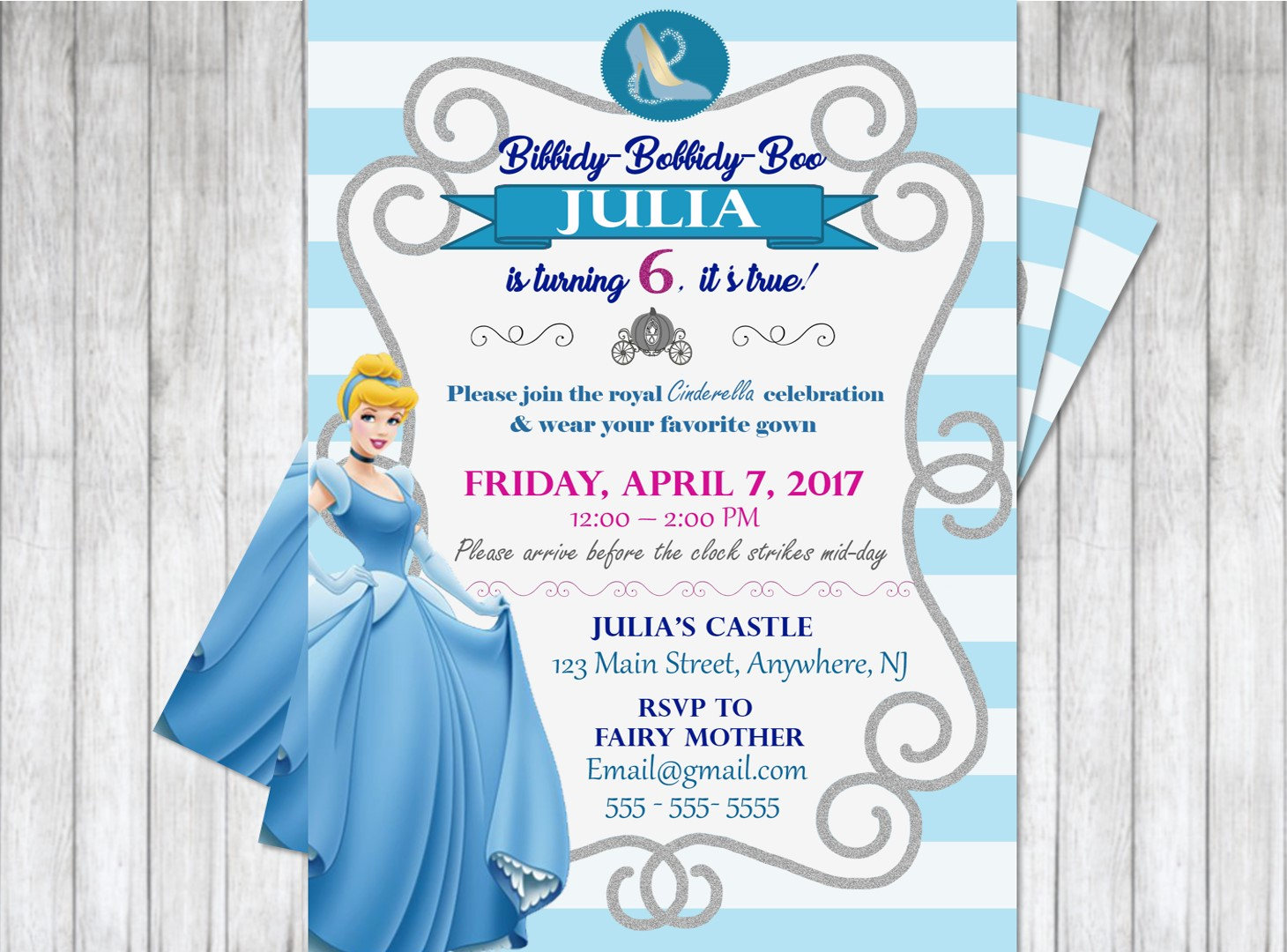 Cinderella Birthday Invitation / Twins or Siblings / - Etsy