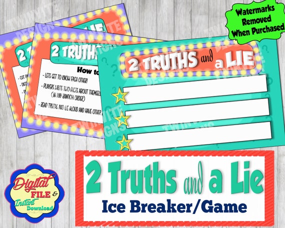 Two Truths and a Lie Game Ice Breaker Activity Get to know | Etsy