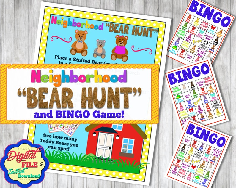 Neighborhood Bear Hunt Teddy Bear Scavenger Hunt Bingo Bear - Etsy