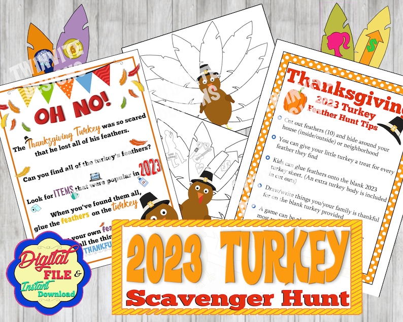 Thanksgiving Scavenger Hunt 2023 Turkey Feather Hunt Thankful ...