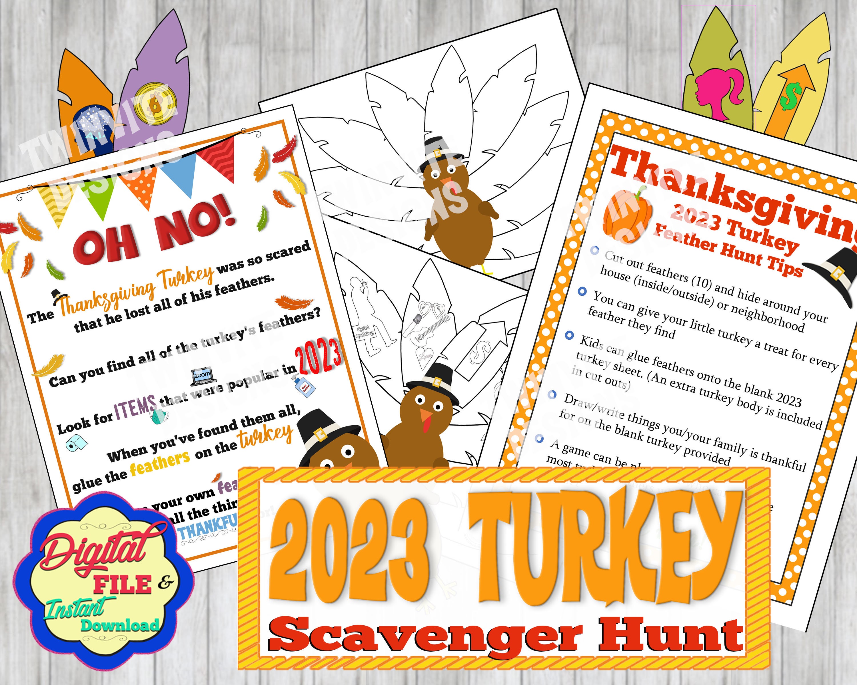 Thanksgiving Scavenger Hunt 2023 Turkey Feather Hunt Thankful ...