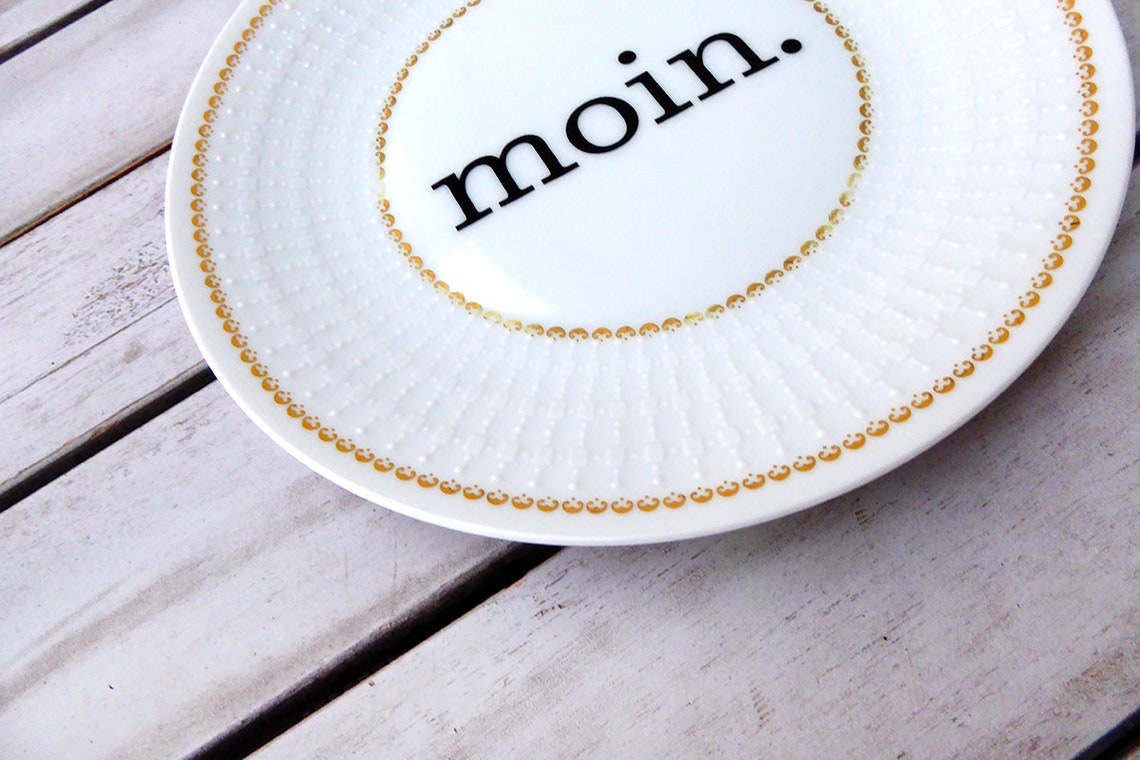 Wall Plate Moin. Typo Vintage Deko Plate Wall Deko Gold Edg | Etsy