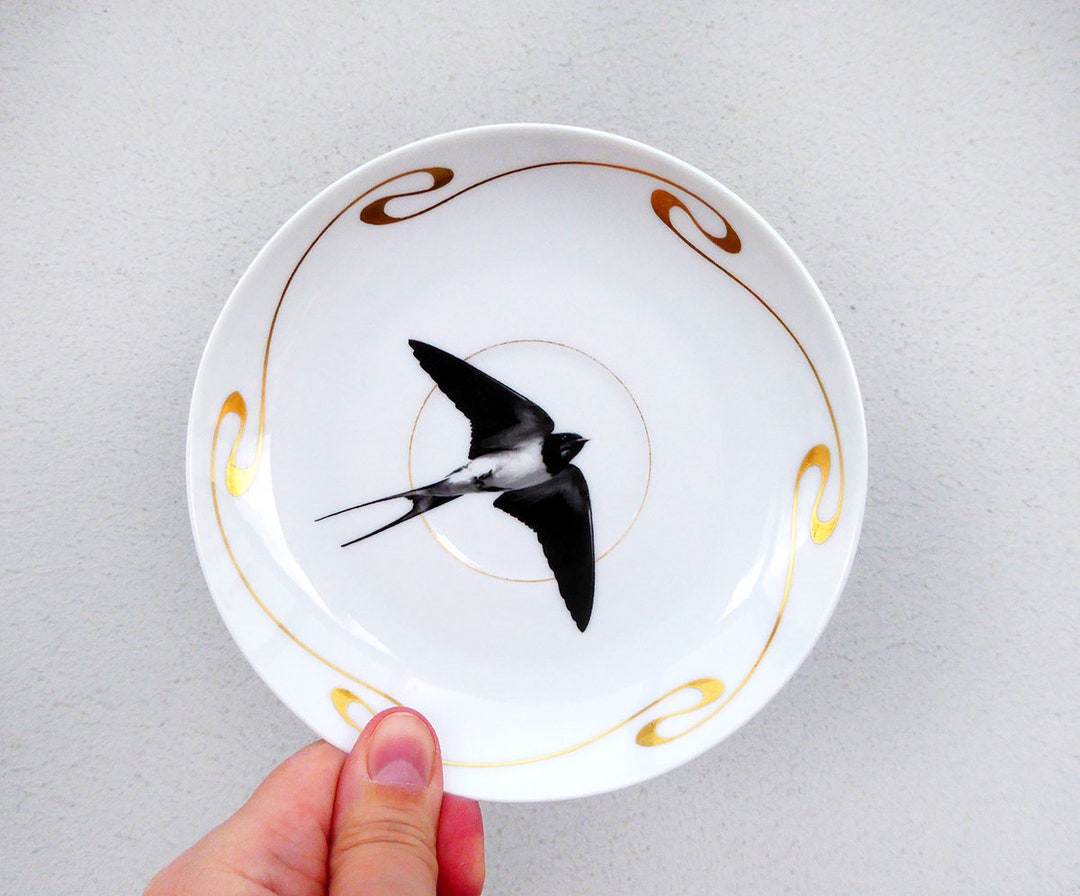 Wall Plate Swallow 14 Cm Vintage Deko Plate Wall Deko Gold Edg Wall ...
