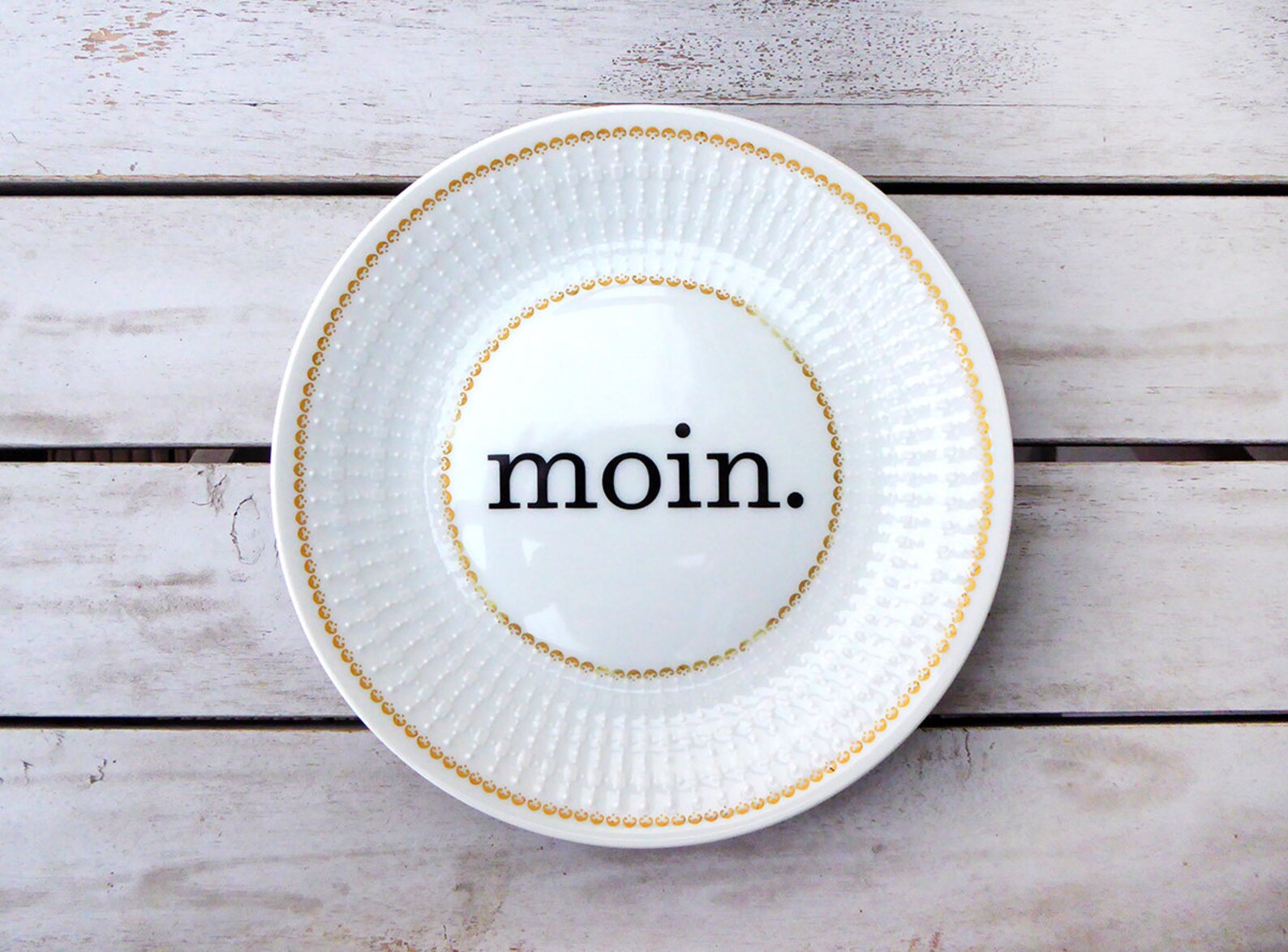 Wall Plate Moin. Typo Vintage Deko Plate Wall Deko Gold Edg | Etsy