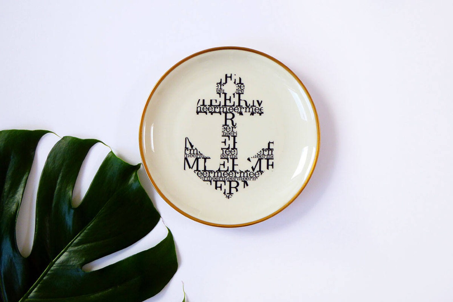 Wall Plate Anchor Typo Vintage Deko Plate Wall Deko Gold Edg | Etsy