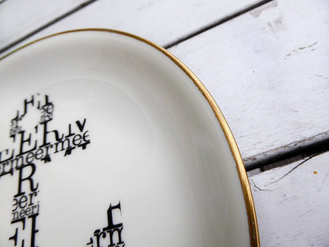 Wall Plate Anchor Typo Vintage Deko Plate Wall Deko Gold Edg | Etsy