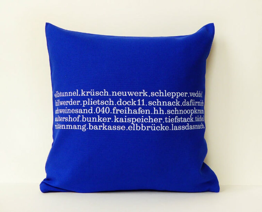 Typo Pillow Hamburg 40 X40 Zipper Blue White - Etsy