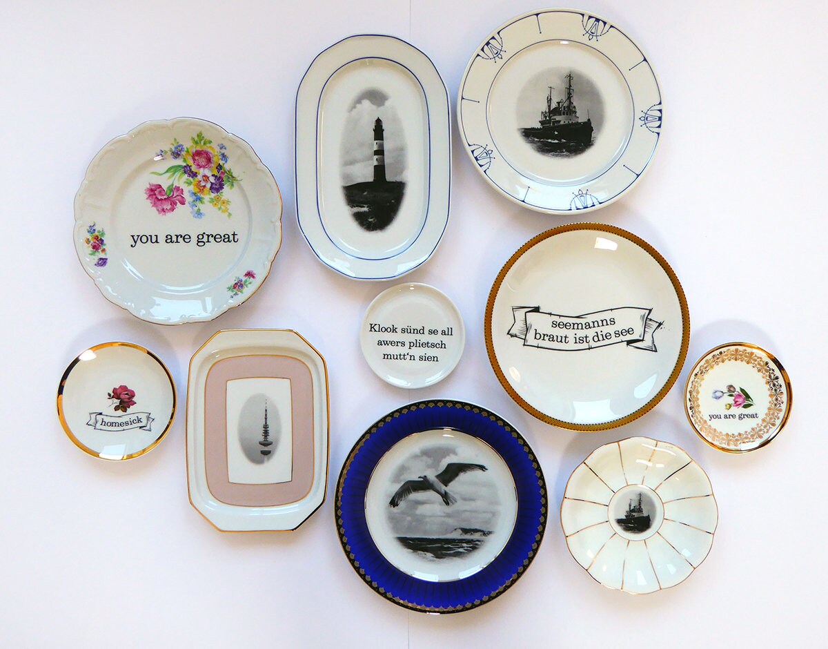 Wall plate jetzt 11cm Vintage Deko plate Wall deko gold edg | Etsy