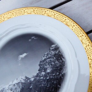 Wall plate mountain 19 cm Vintage Deko plate Wall deko gold | Etsy