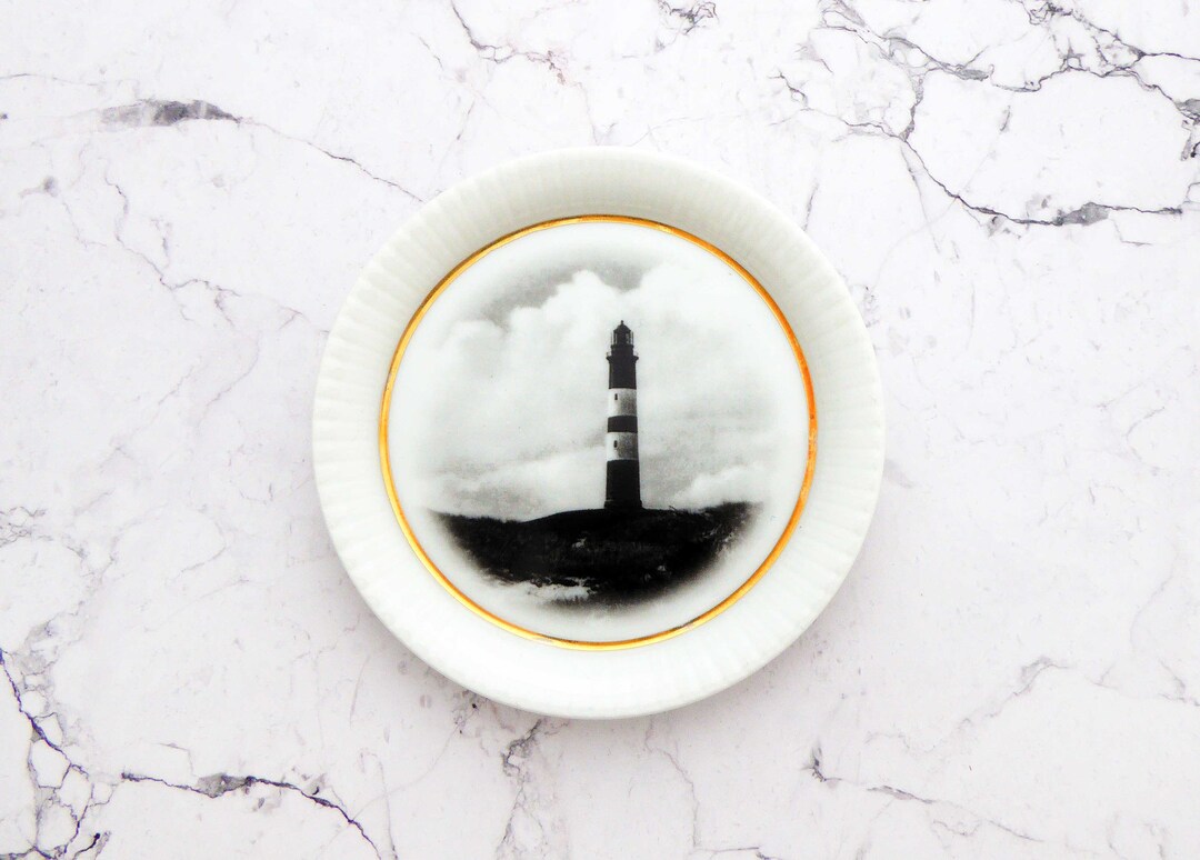 Wall Plate Lighthouse 10cm Vintage Deko Plate Wall Deko Gold Edg Wall ...