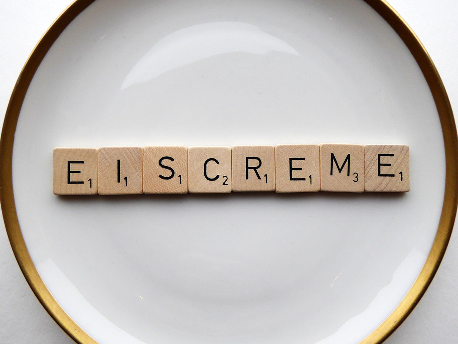 Wall Plate Ice Cream Vintage 19cm Cake Plate of Scrabble Deko | Etsy