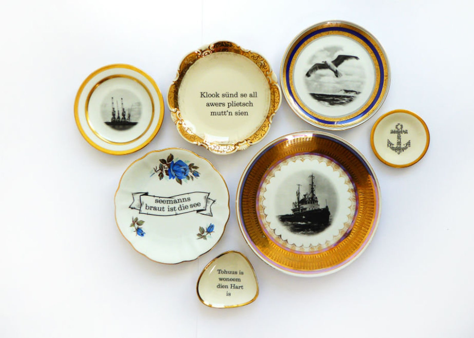 Wall Plate Tohuus Typo Vintage Deko Plate Wall Deko Gold Edg - Etsy