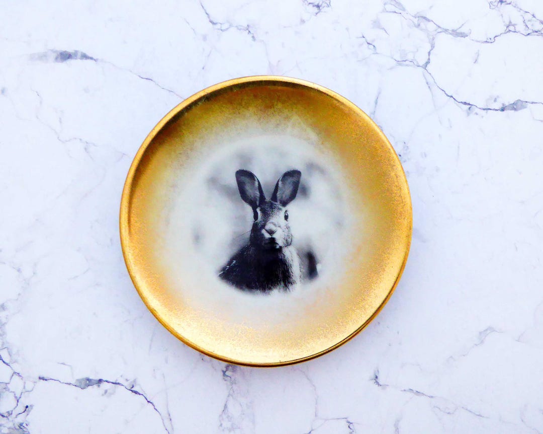 Wall Plate Rabbit Ombre 11 Cm Vintage Deko Plate Wall Deko Gold Edg ...