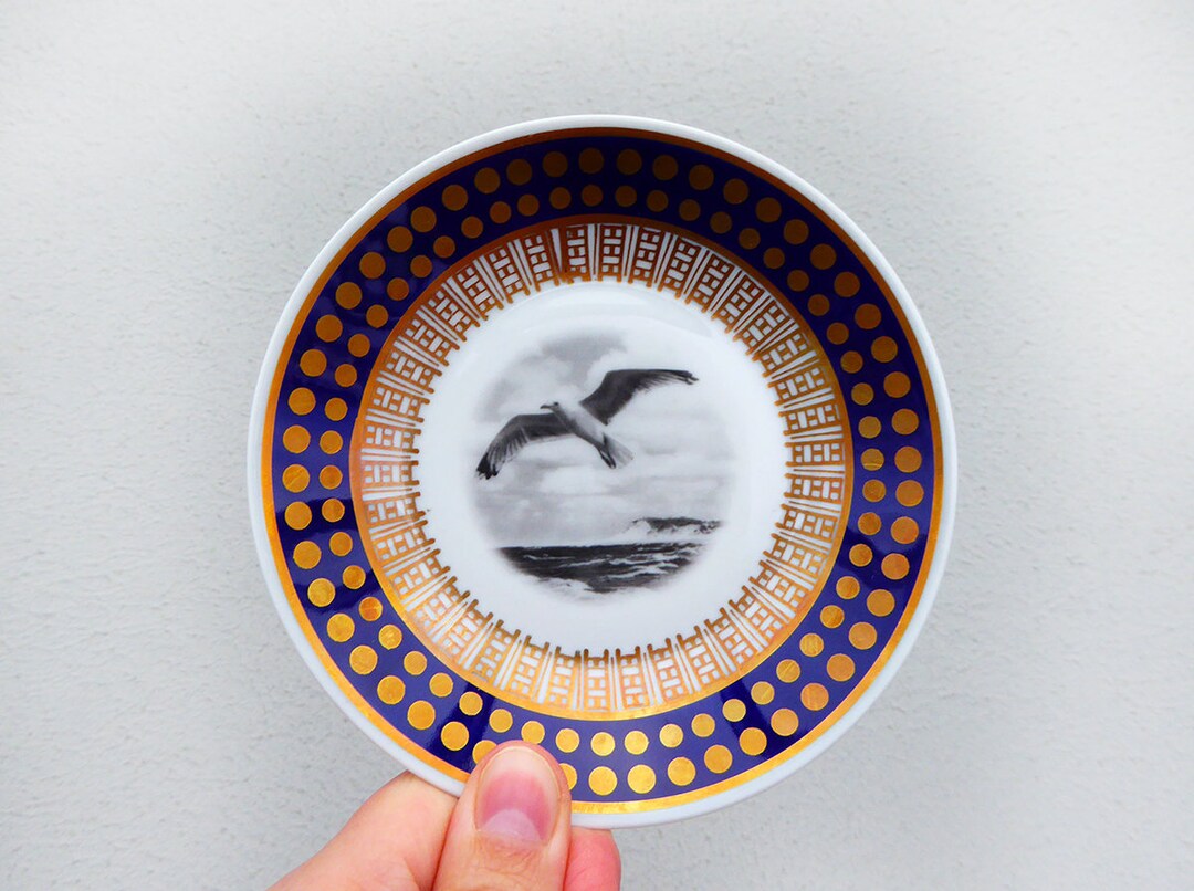 Wall Plate Seagull 12 Cm Vintage Deko Plate Wall Deko Gold Edg Wall ...