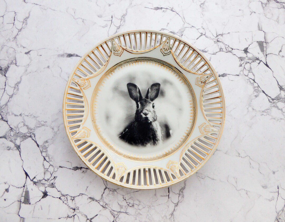 Wall Plate Rabbit Bunny 17 Cm Vintage Interior Wall Deko Gold Wall ...