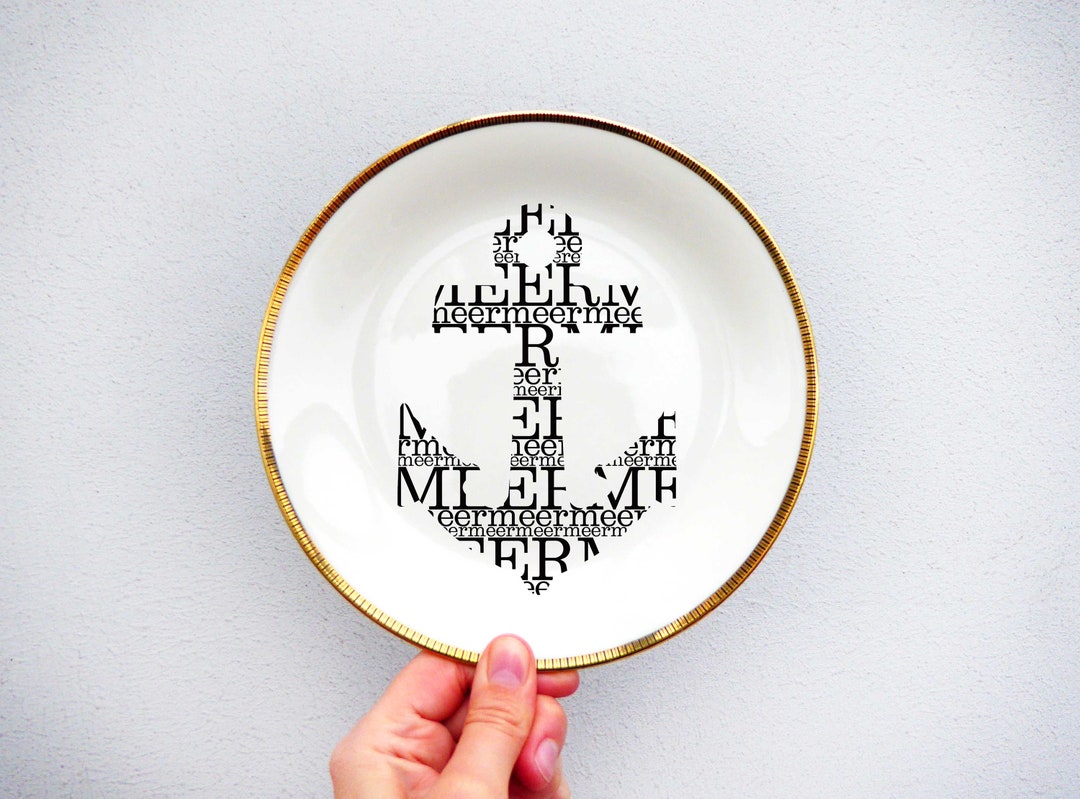 Wall Plate Anchor Typo Vintage Deko Plate Wall Deko Gold Edg Wall ...