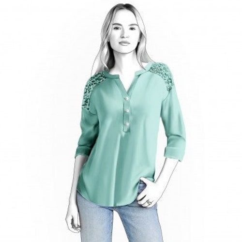 2385 Chiffon Blouse Sewing Pattern PDF S-M-L-XL or Made to - Etsy