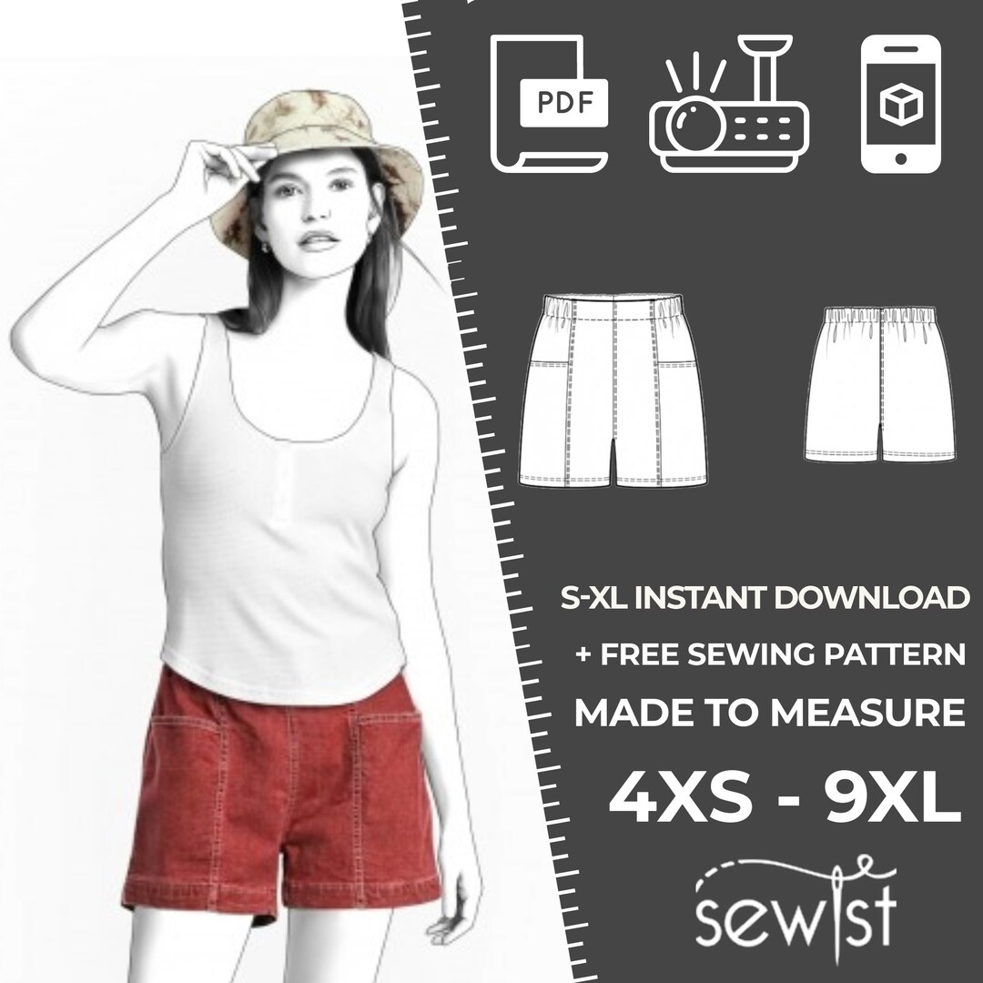 2324 Denim Shorts Sewing Pattern PDF S-M-L-XL or Made to Measure Sewing ...