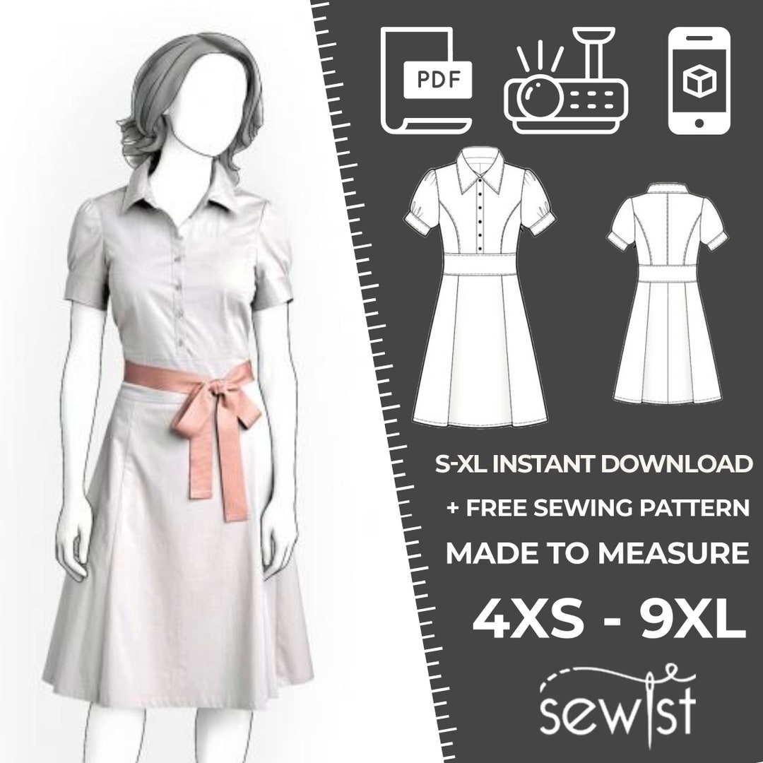 4115 Women's Dress Sewing Pattern PDF S,M,L,XL / Custom Size Elegant ...