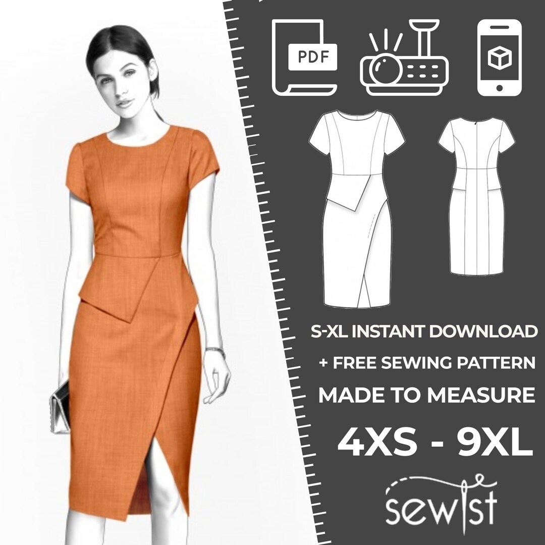 2404 Women's Dress Sewing Pattern PDF S,M,L,XL / Custom Size Wedding ...