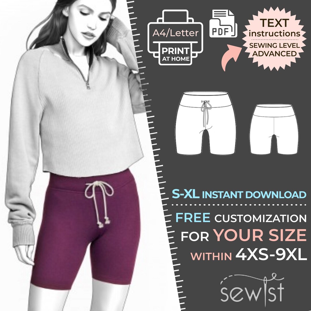 2048 Sport Shorts Sewing Pattern PDF - S-M-L-XL or Made to Measure ...