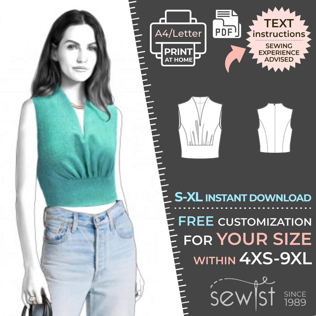 2581 Top Sewing Pattern PDF - S-M-L-XL or Made to Measure Sewing ...