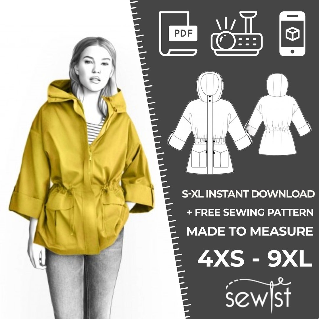 4966 Parka Sewing Pattern S-M-L-XL or Made to Measure Sewing Pattern ...